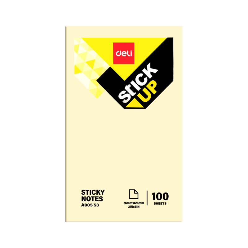 deli STICK-UP Sticky Notes, 3" x 5", Yellow, 100Sheets/Pad, 12Pads/Pac