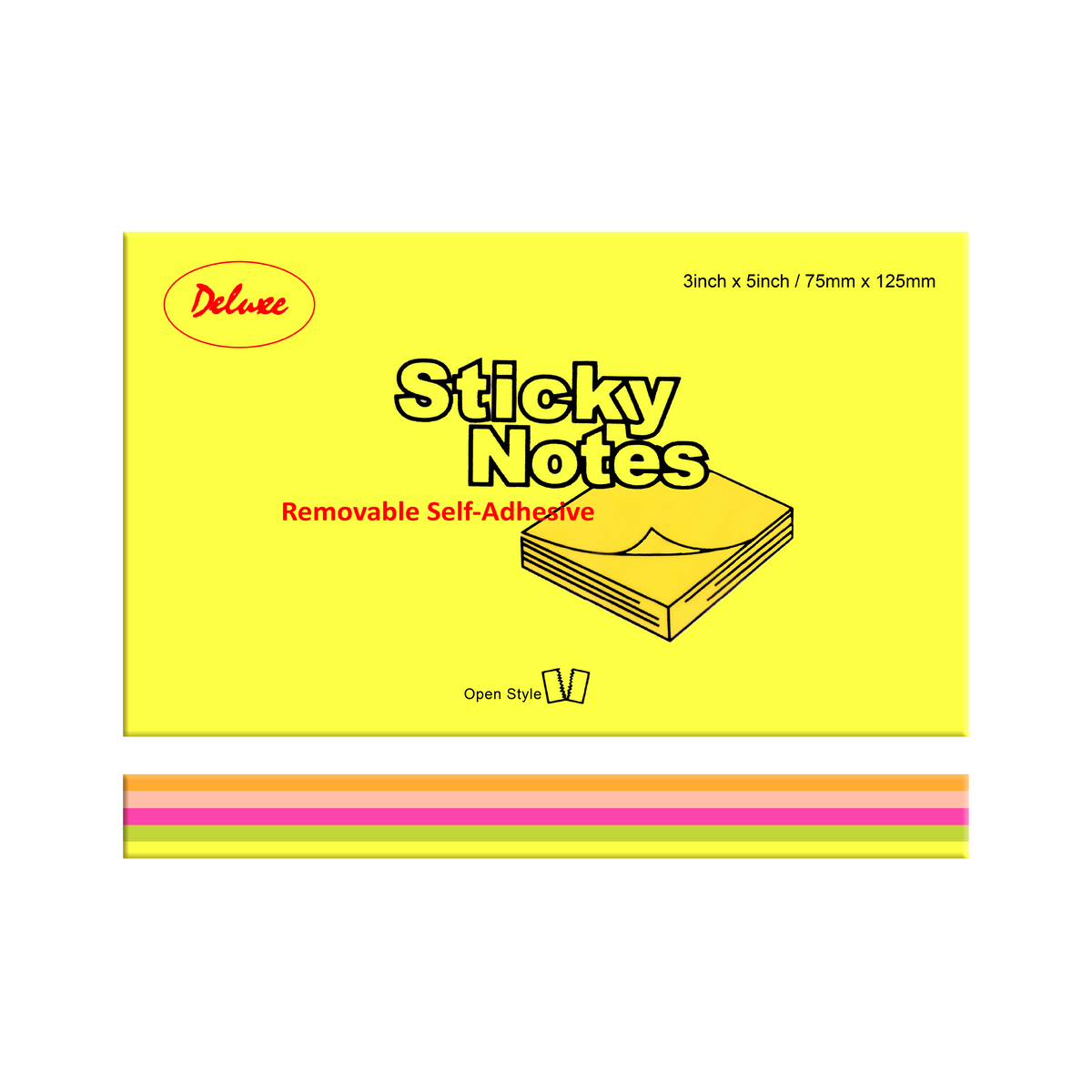 Deluxe Sticky Notes, 3" x 5", Assorted, 100Sheets/Pad, 12Pads/Pack