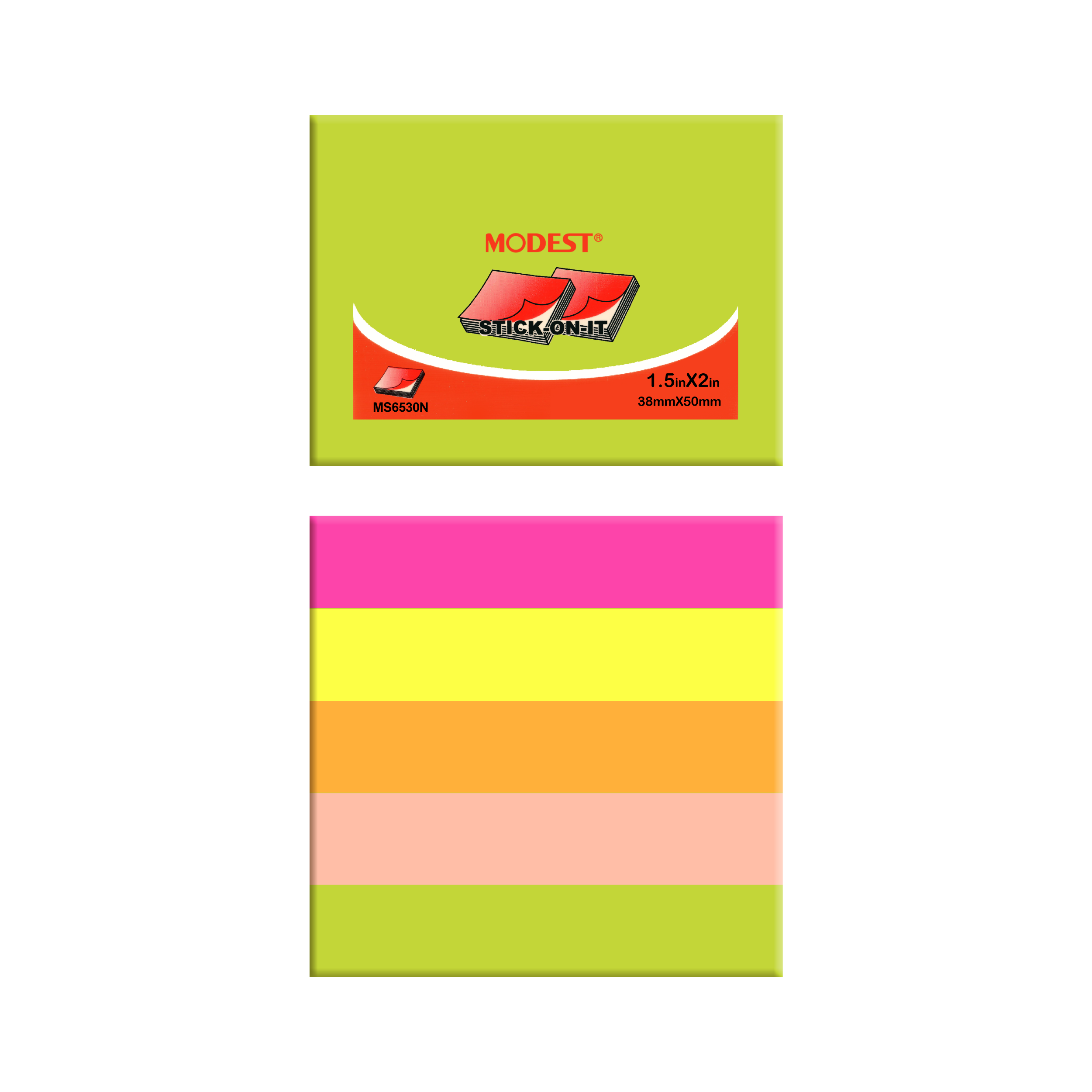 MODEST STICK-ON-IT Sticky Notes, 1.5" x 2", Assorted, 500Sheets/Cube
